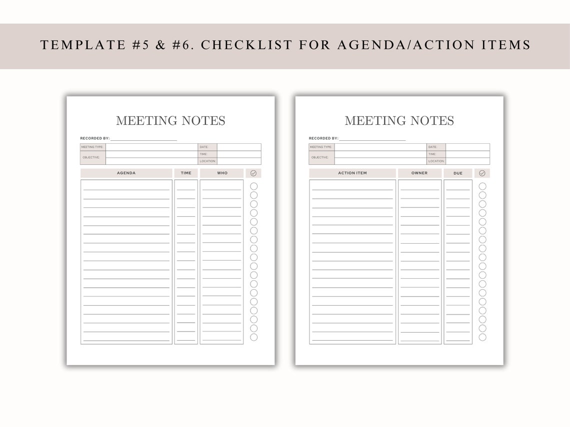 Digital Meeting Notes Template Goodnotes/ipad 5 Pages Template Bundle ...