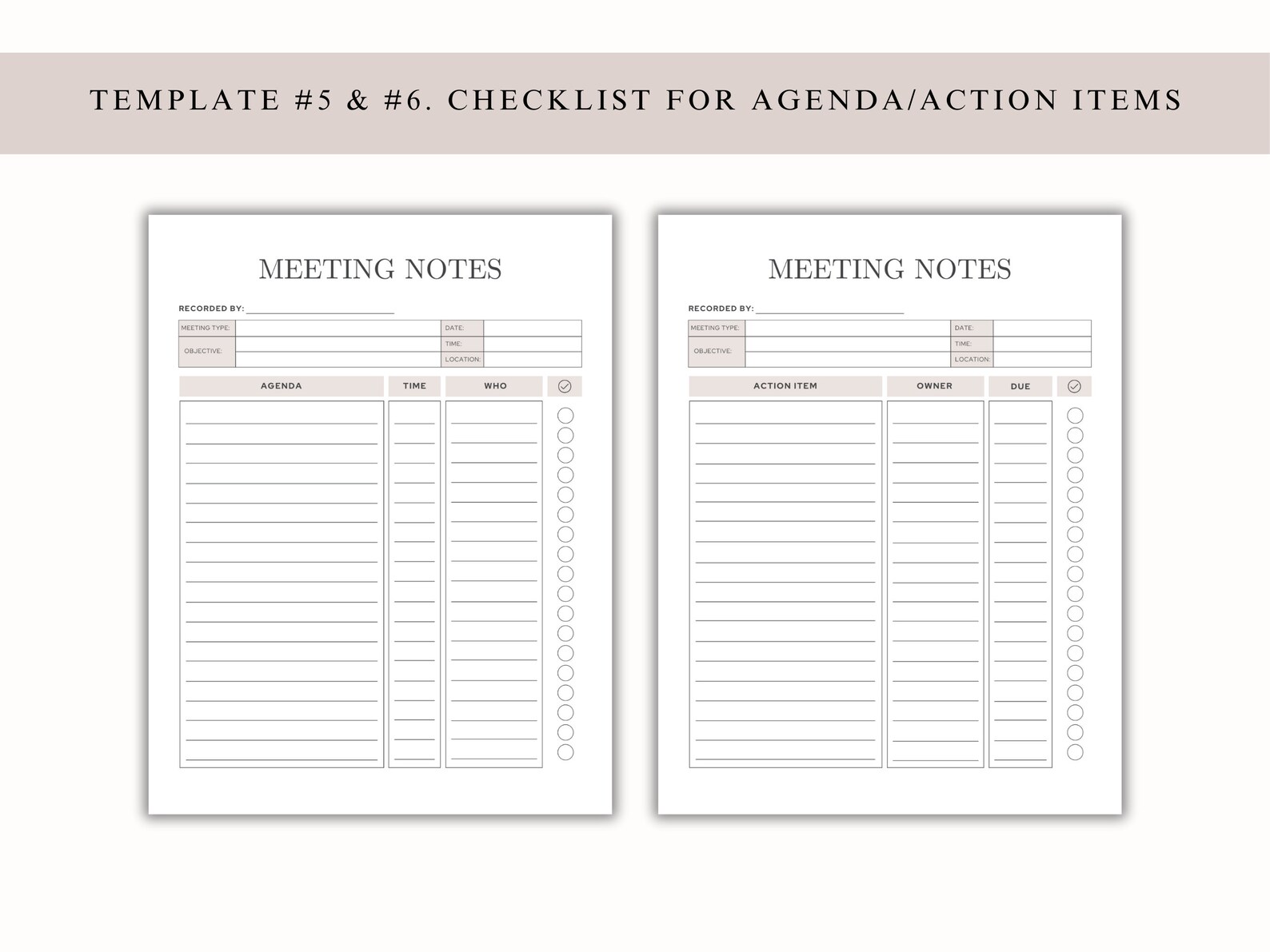 Digital Meeting Notes Template Goodnotes/ipad 5 Pages Template Bundle ...