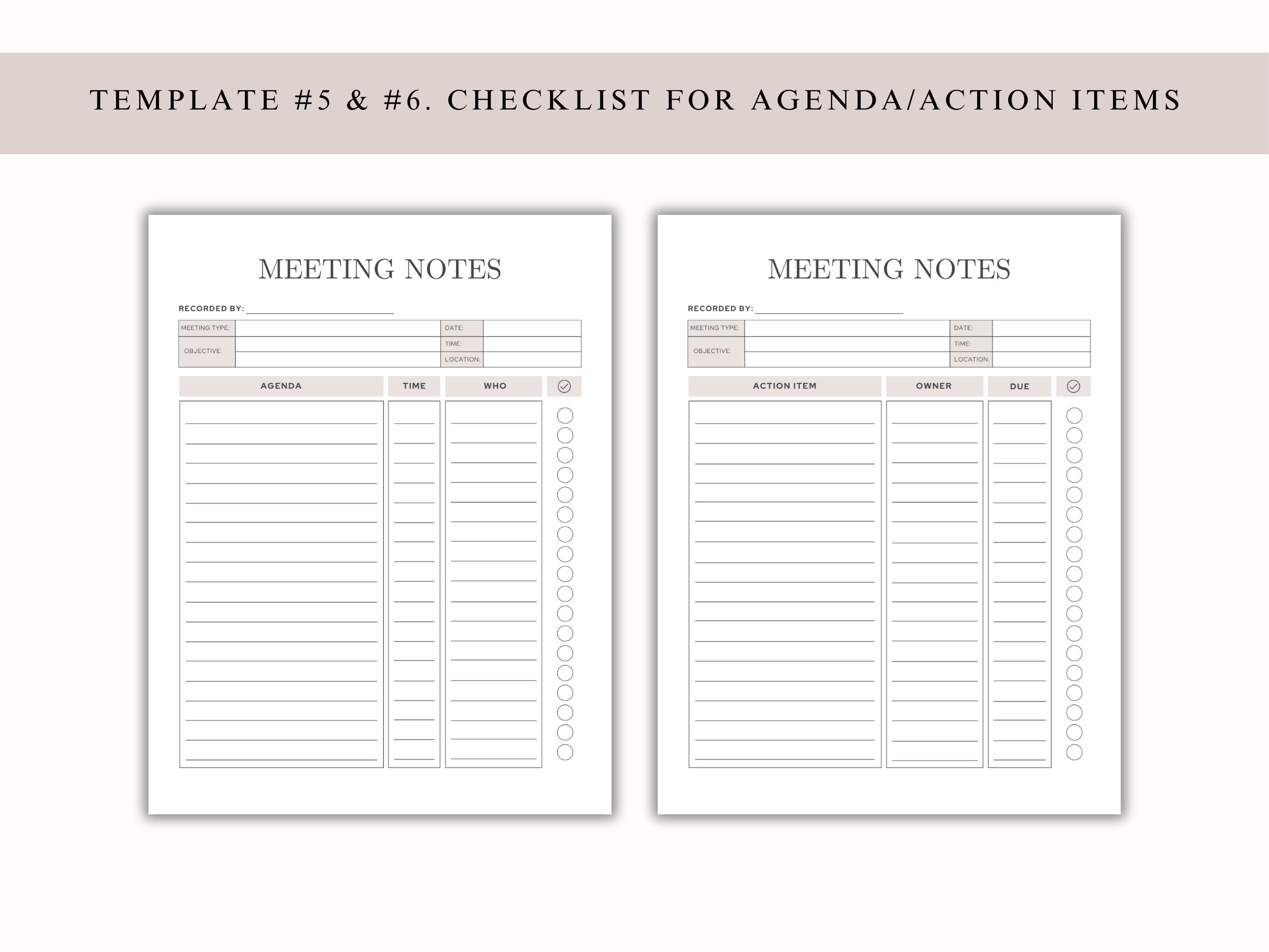 Digital Meeting Notes Template Goodnotes/ipad 5 Pages Template Bundle ...