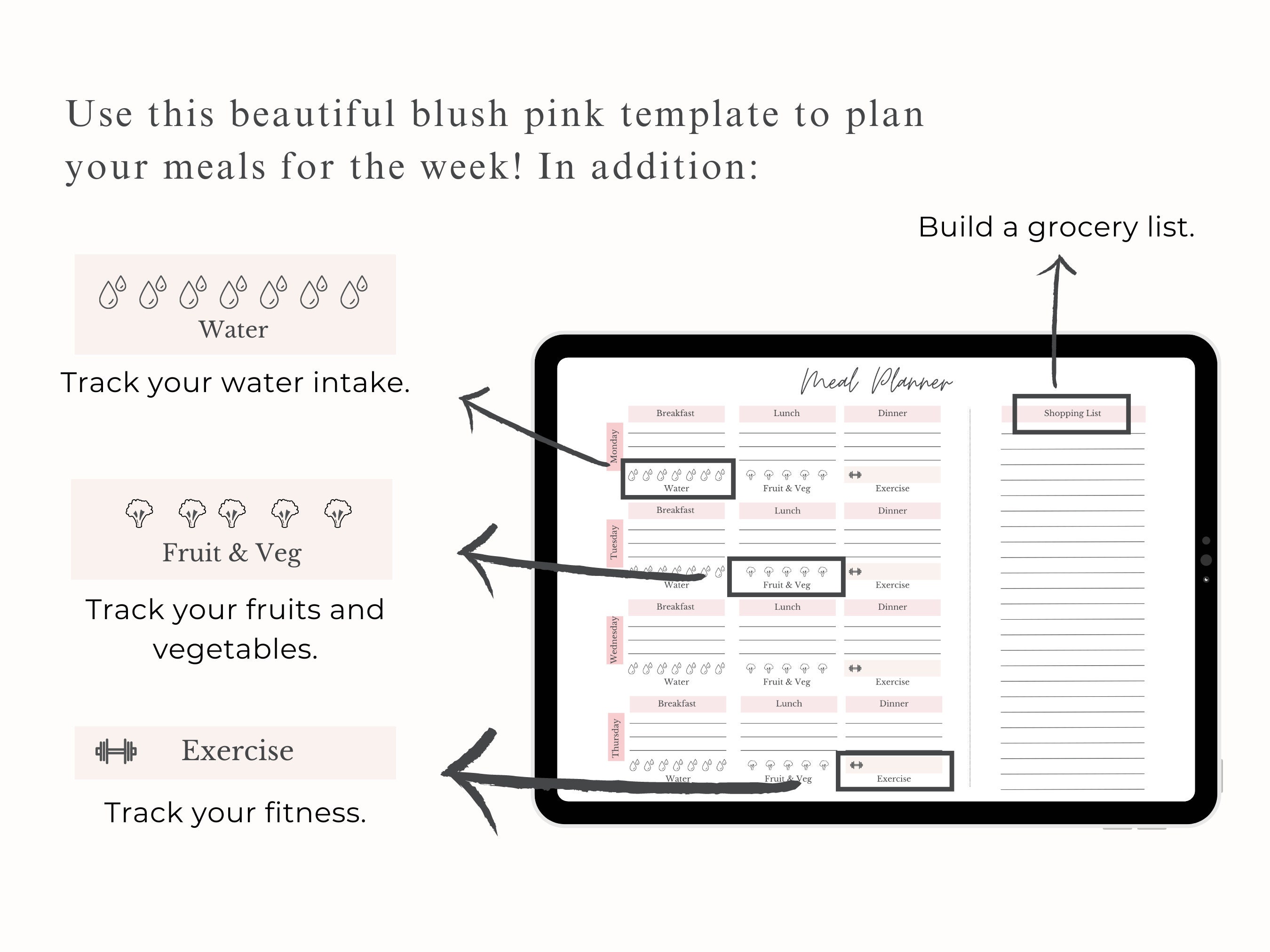 Digital Weekly Meal Planner Goodnotes/ipad Template Includes Grocery ...