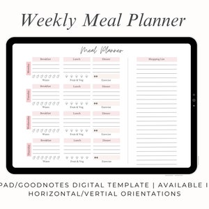 Digital Weekly Meal Planner Goodnotes/ipad Template Includes Grocery ...