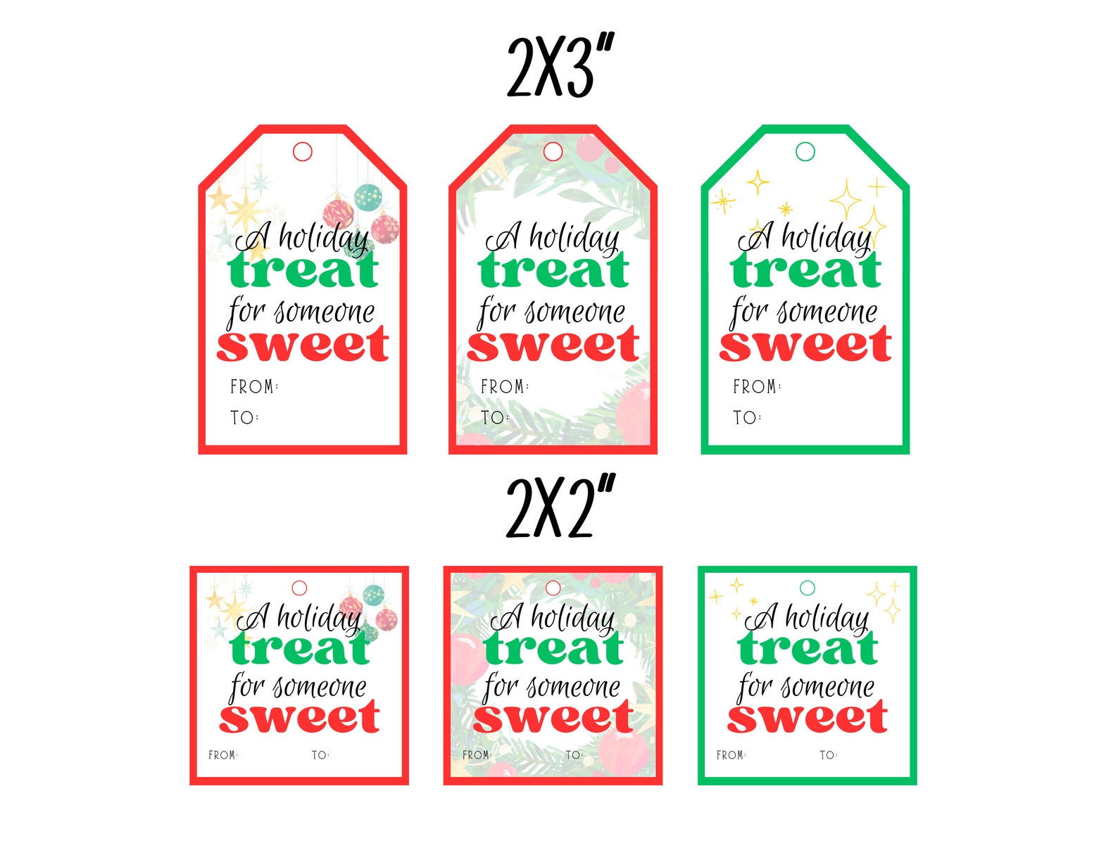 Printable Christmas Gift Tags Set of 6 | 2x3 and 2x2 Gift Tags ...