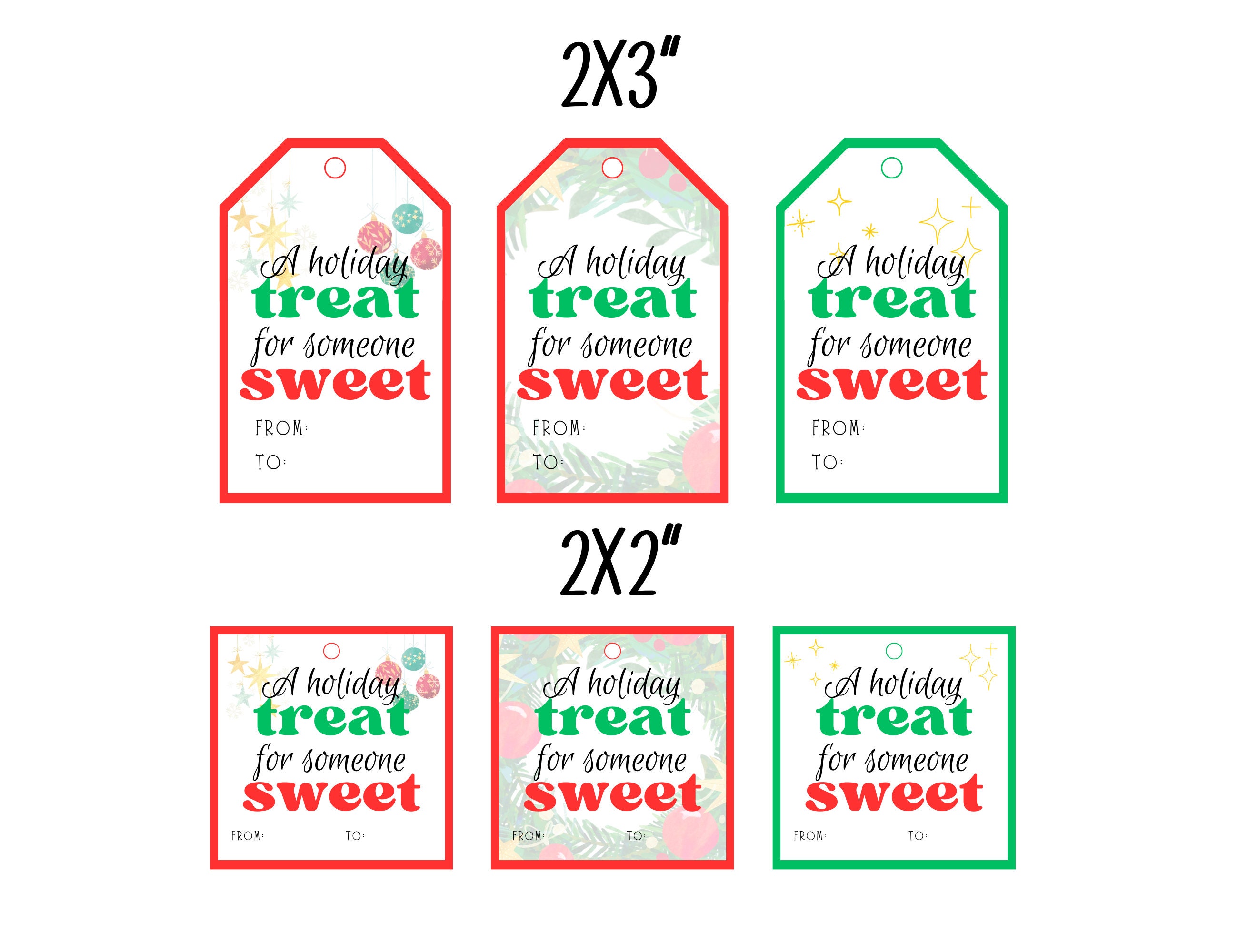 Printable Christmas Gift Tags Set of 6 | 2x3 and 2x2 Gift Tags ...
