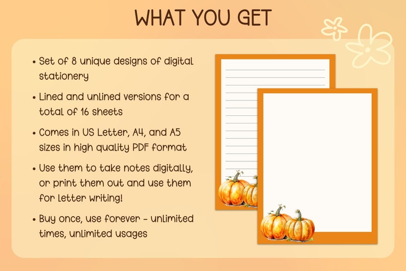 Printable Halloween Stationary Bundle, Orange and Black, Lined and ...