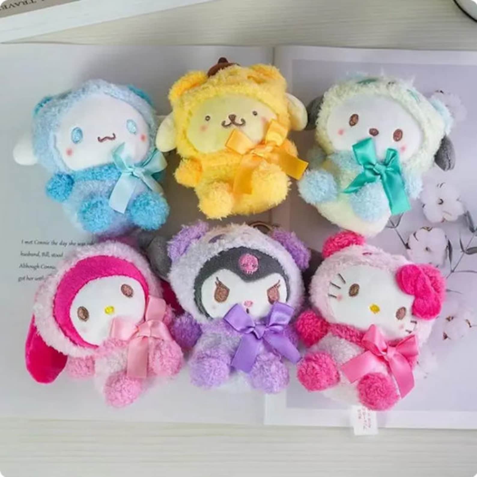Kawaii Sanrio Keychain Plush Anime Kuromi Doll Keyring Hello Kitty ...