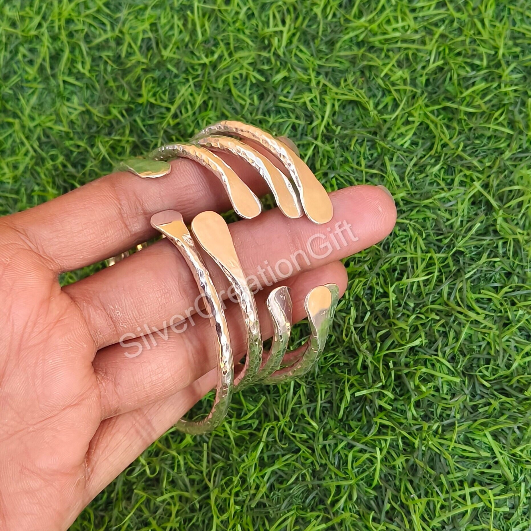 Thick West Indian Bangles, Set of 7 Bangles, Sterling Silver Bangles ...