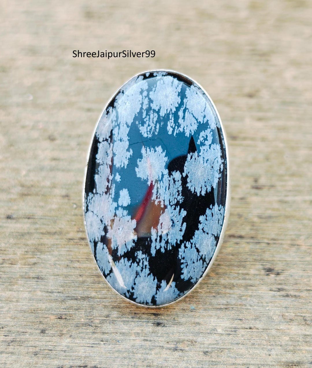 Sterling Silver Snowflake Obsidian Ring: Dainty Promise Ring - Etsy