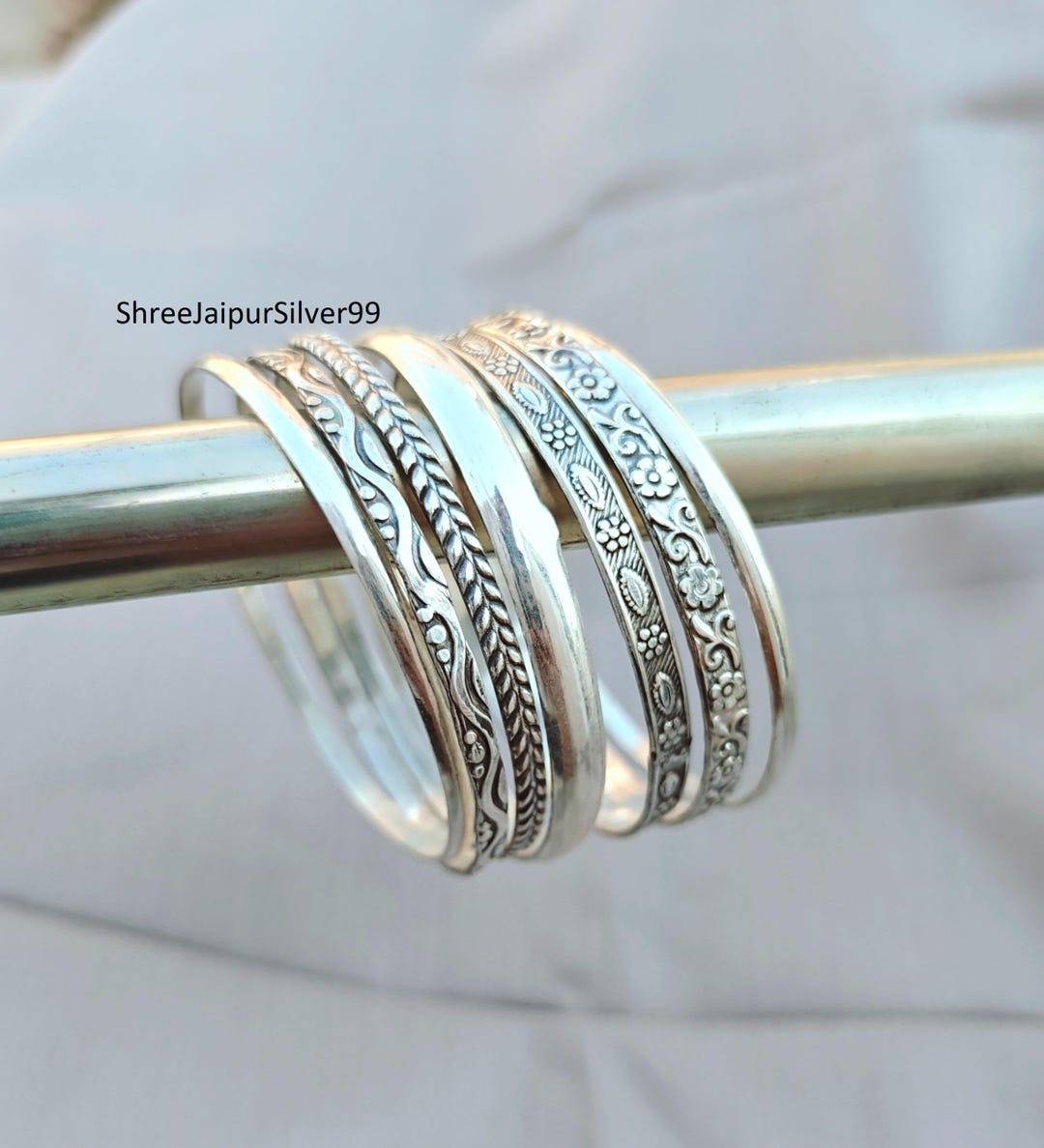 Handmade Sterling Silver Bangle Set, Designer Wedding Jewelry - Etsy