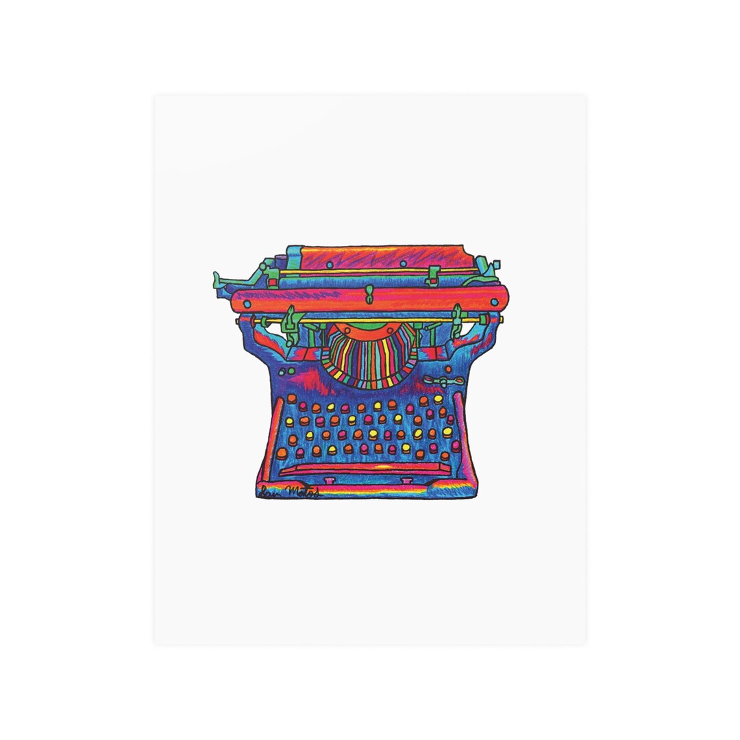 Typewriter Poster Colorful Typewriter Satin Poster Gift for Writers ...