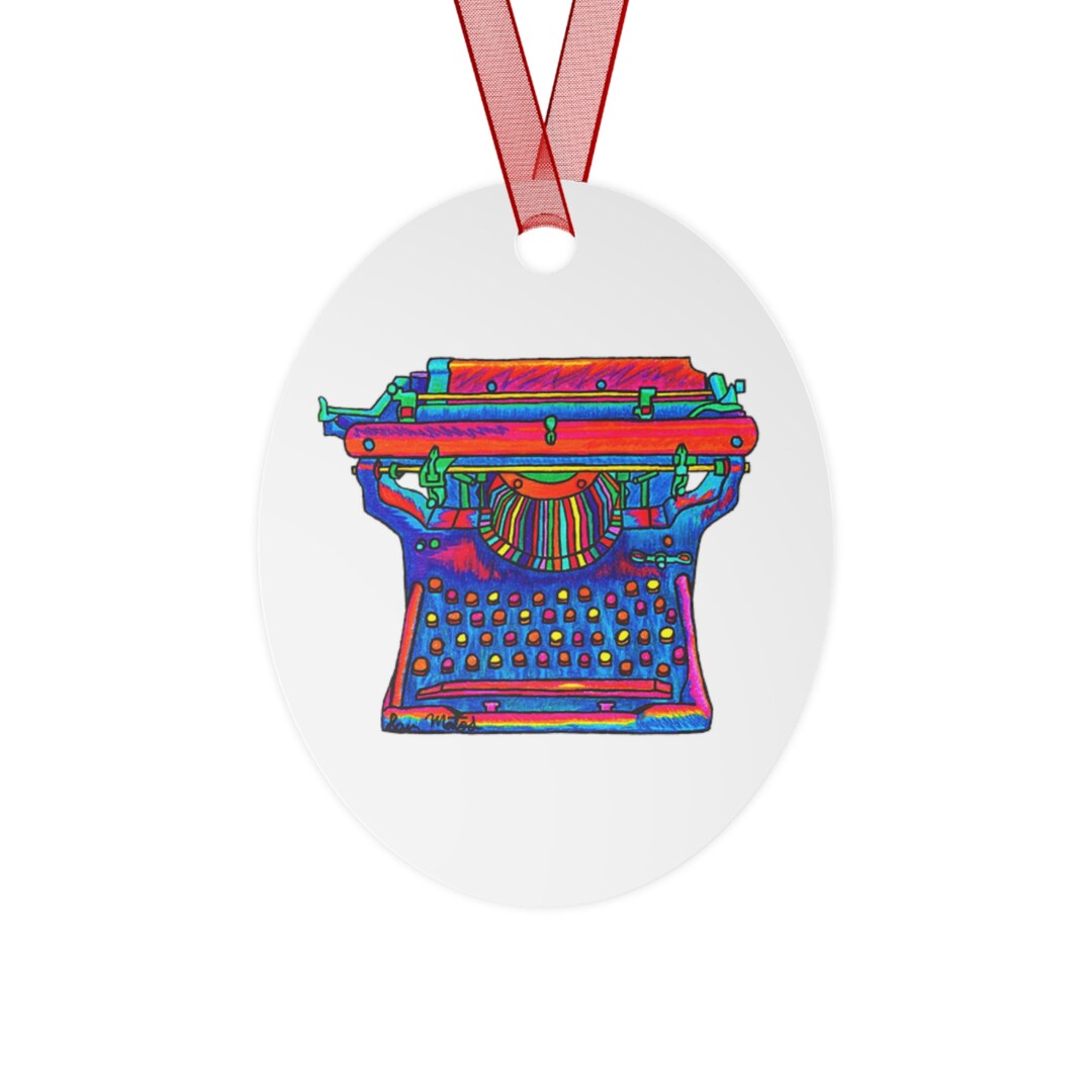 Typewriter Ornament Metal Ornament for Writers Colorful Christmas ...