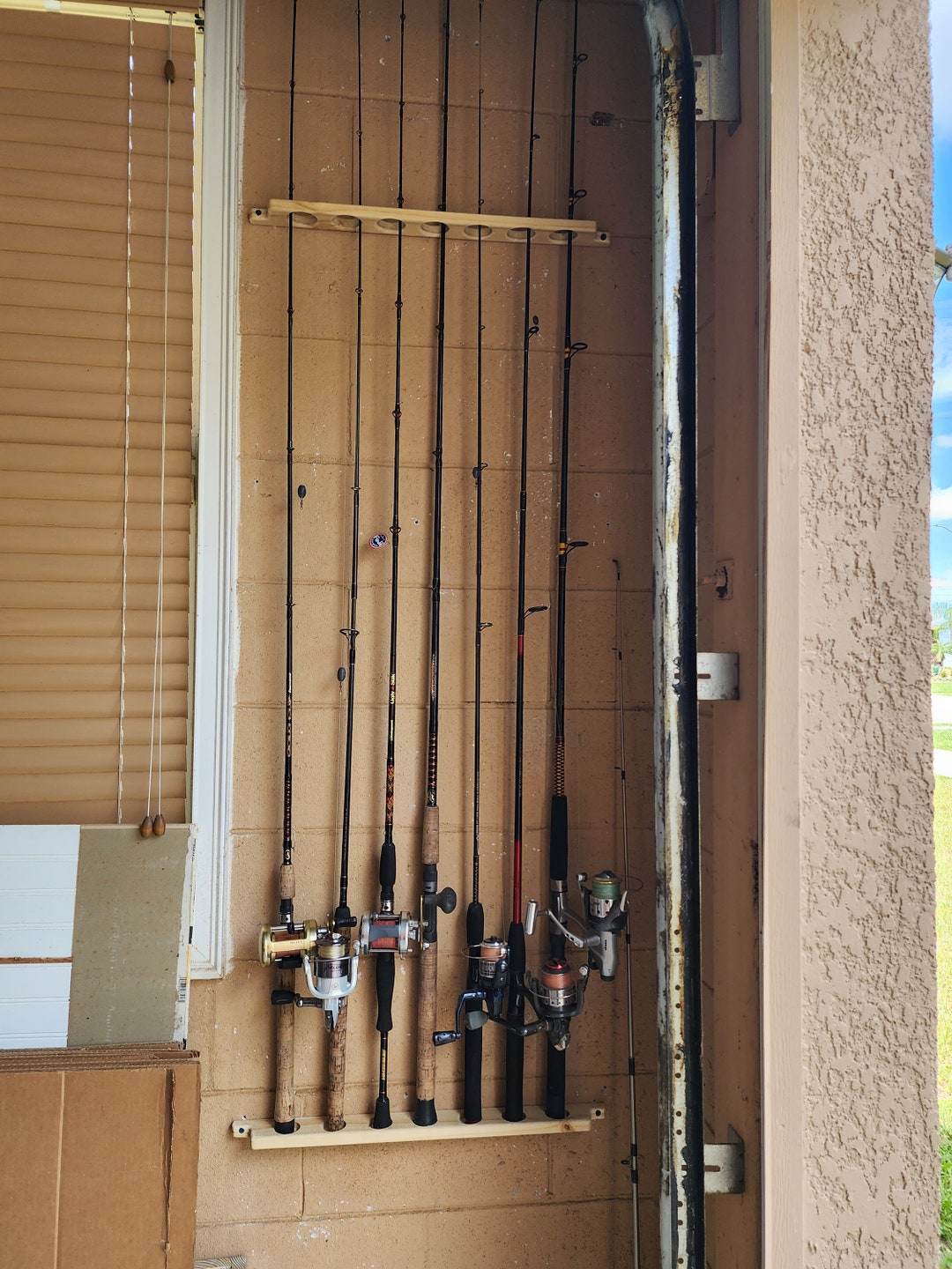 Wall / Ceiling Fishing Pole Fishing Rod Holder Safely and Neatly Store ...