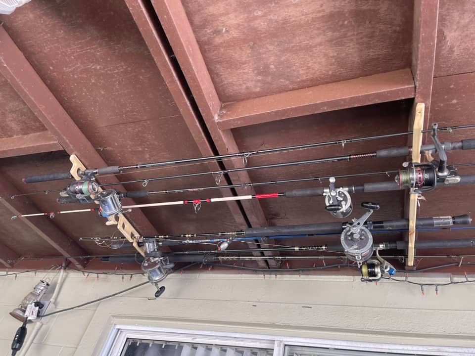 Wall / Ceiling Fishing Pole Fishing Rod Holder Safely and Neatly Store ...