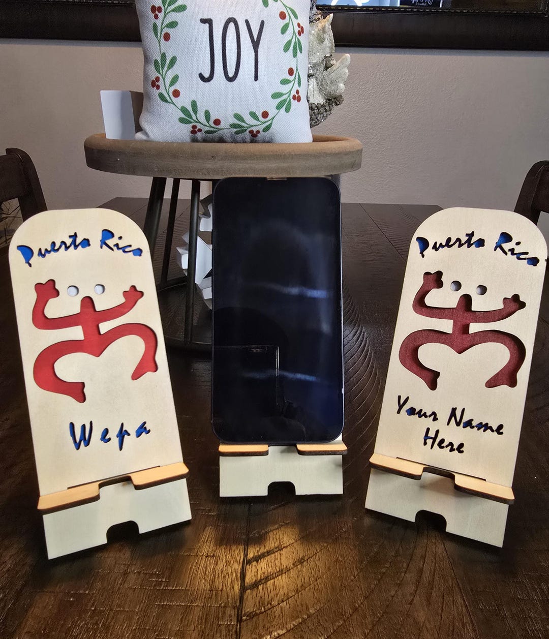 Personalized Puerto Rico Phone Holder Laser-cut Boxwood - Etsy