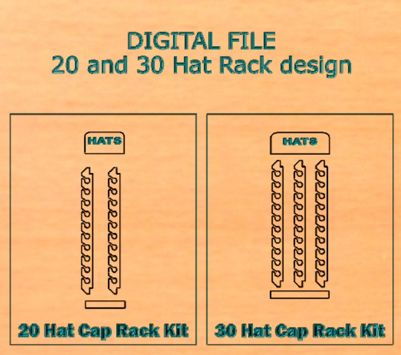 Hat / Cap Rack 20 and 30 Hat / Cap Kit Cnc Files, SVG, DXF, Files ...
