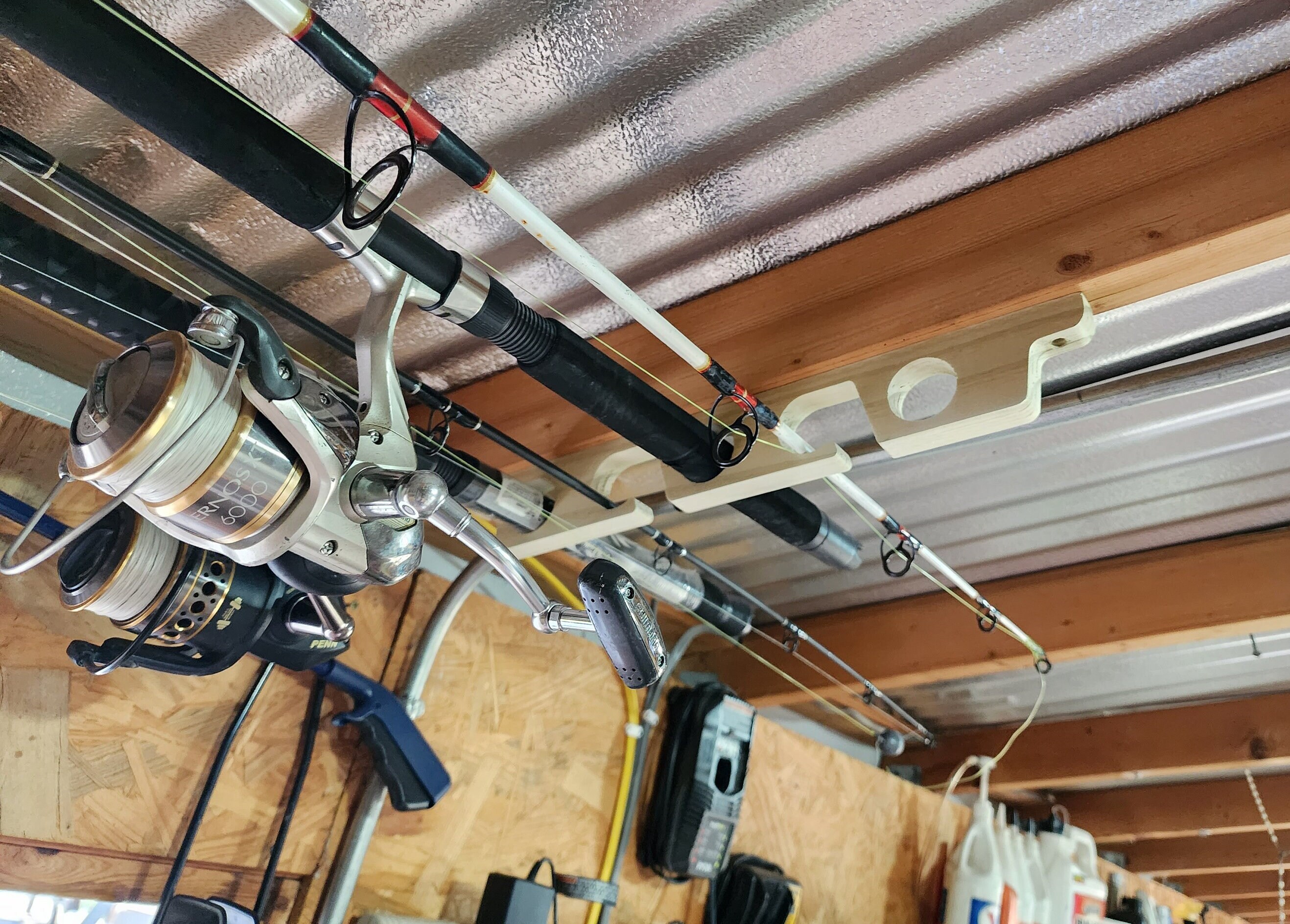 Wall / Ceiling Fishing Pole Fishing Rod Holder Safely and Neatly Store ...