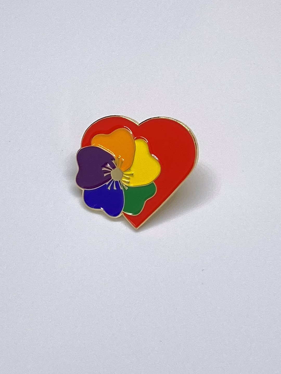 LGBTQ+ Pride Rainbow Heart and Flower Enamel Pin - Etsy
