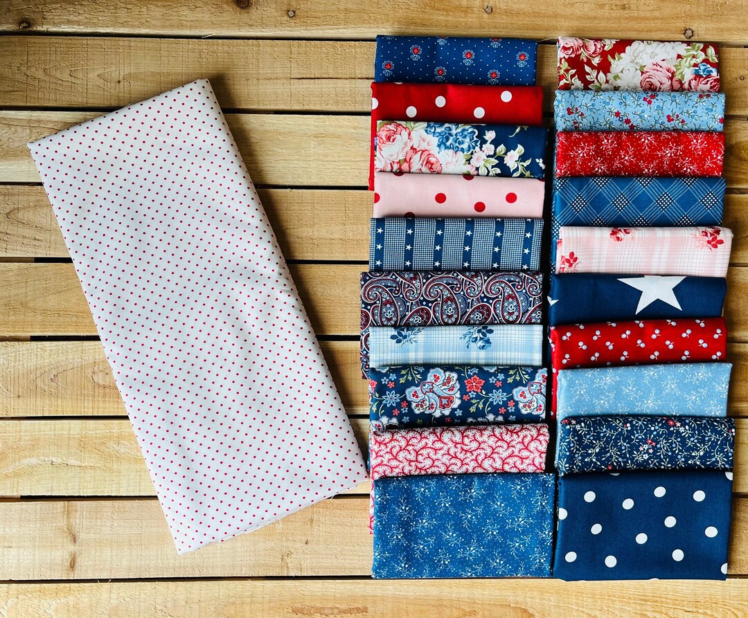 Patriotic Moda Fat Quarter Bundle With Background Fabric. - Etsy