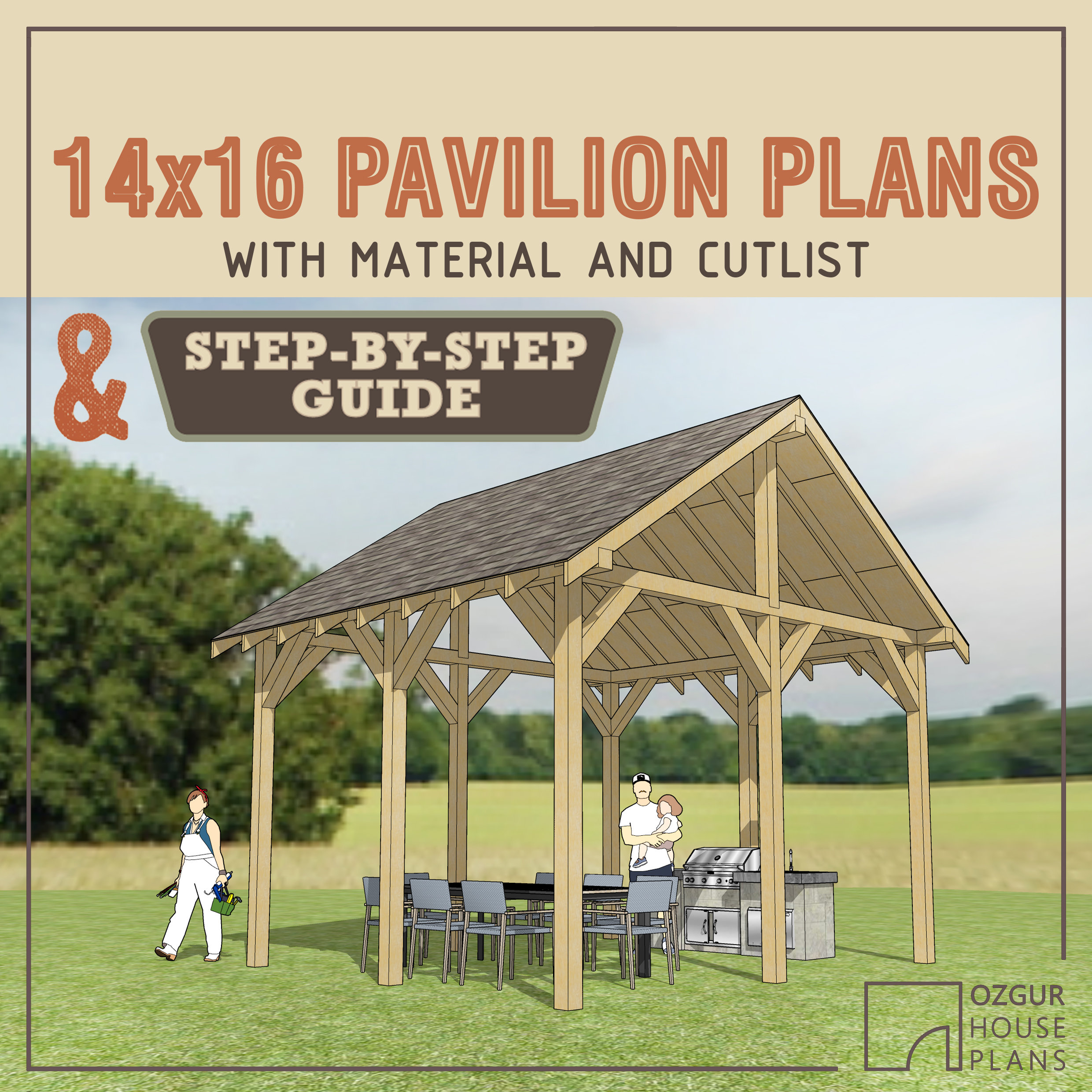 14x16 Wooden Pavilion DIY Plans & Build Instructions - Woodworking ...