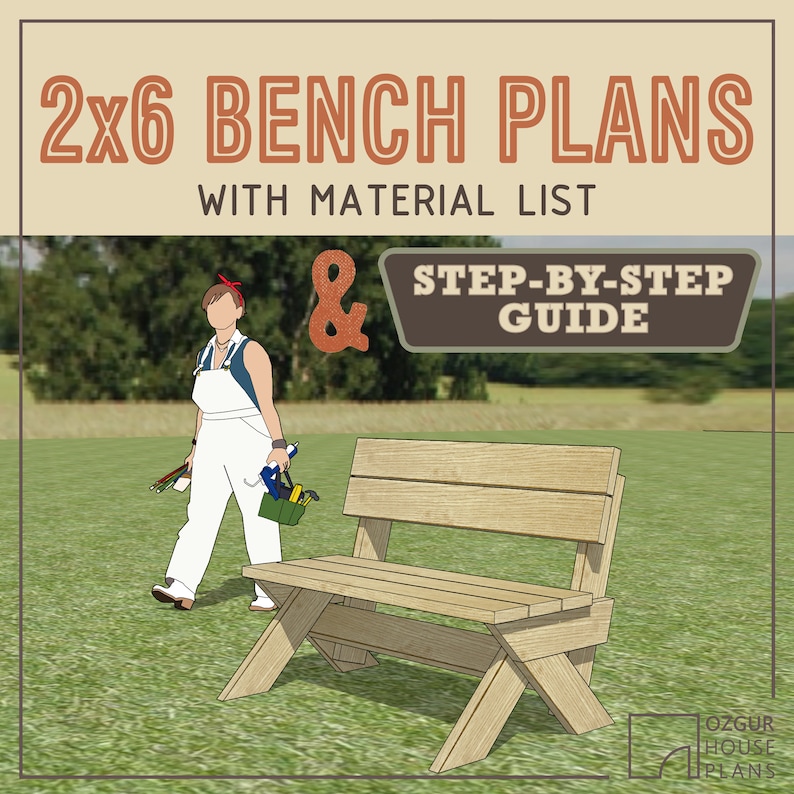 2x6 Outdoor Bench DIY Plans & Build Instructions Woodworking Blueprint ...