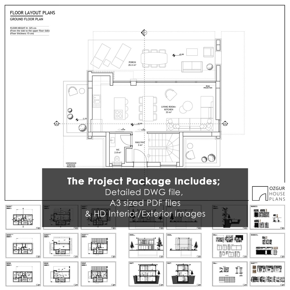 4 Bedroom House Plan, Modern Floor Plan, Small House, House Blueprint ...