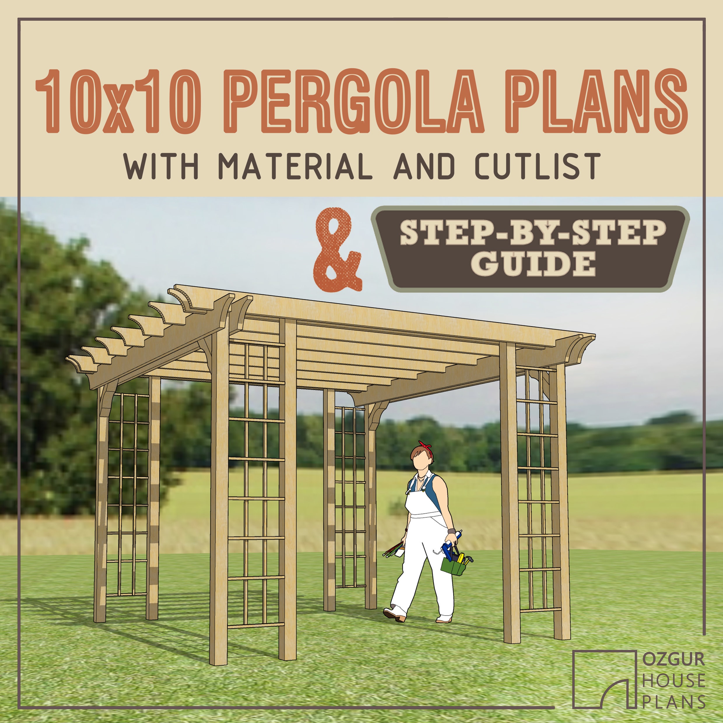 10x10 Wooden Pergola DIY Plans & Build Instructions - Woodworking ...