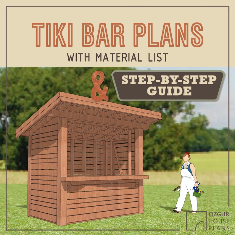 Tiki Bar DIY Plan - PDF Download - Build Instructions - Material List ...
