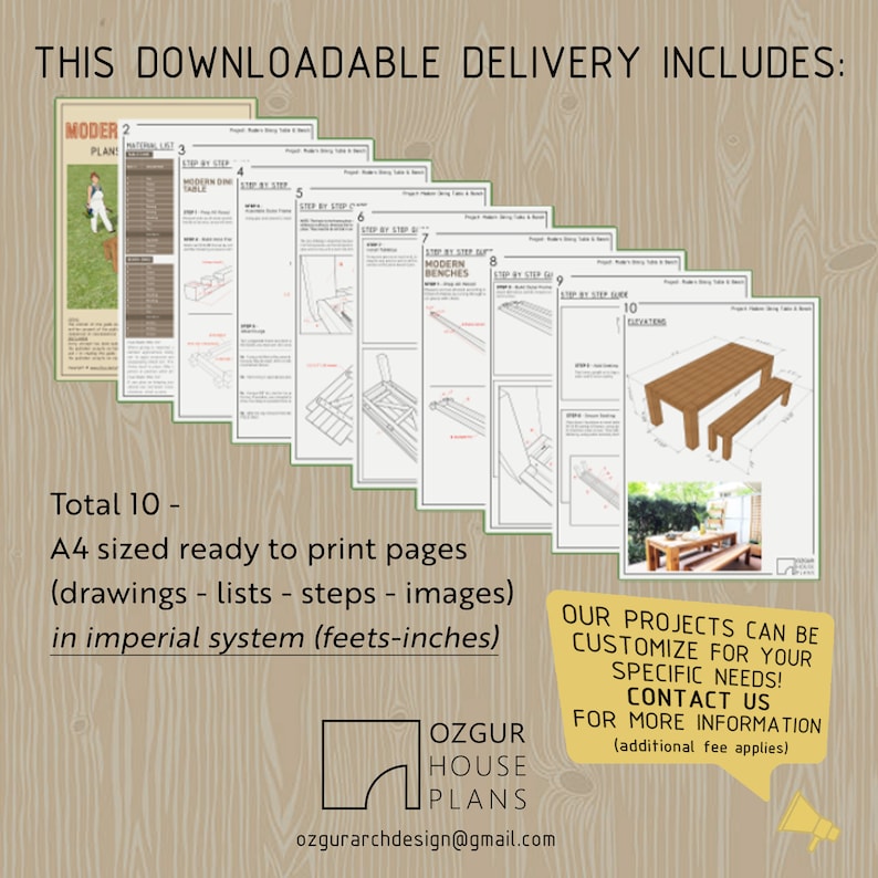 DIY Modern Dining Table and Bench Plan - PDF Download - Build ...