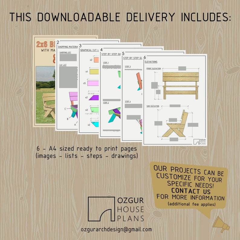 2x6 Outdoor Bench DIY Plans & Build Instructions Woodworking Blueprint ...