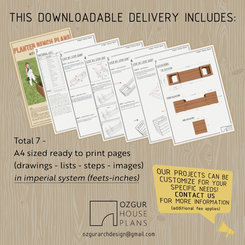 Planter Bench DIY Plan - PDF Download - Build Instructions - Material ...