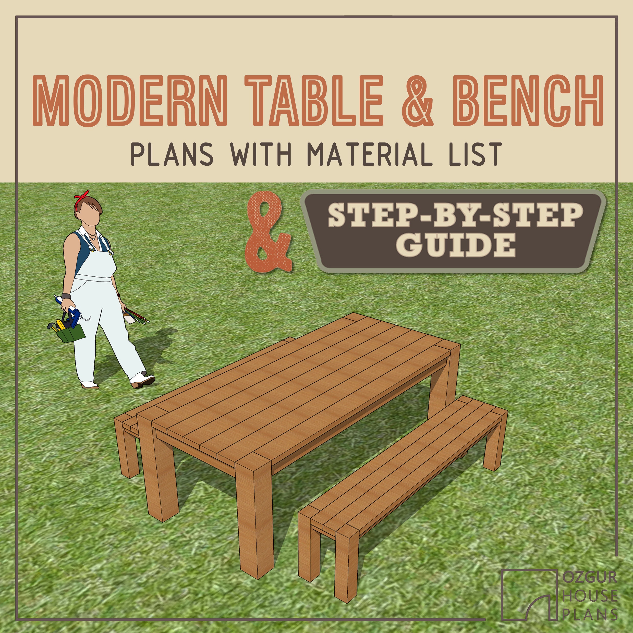 DIY Modern Dining Table and Bench Plan - PDF Download - Build ...