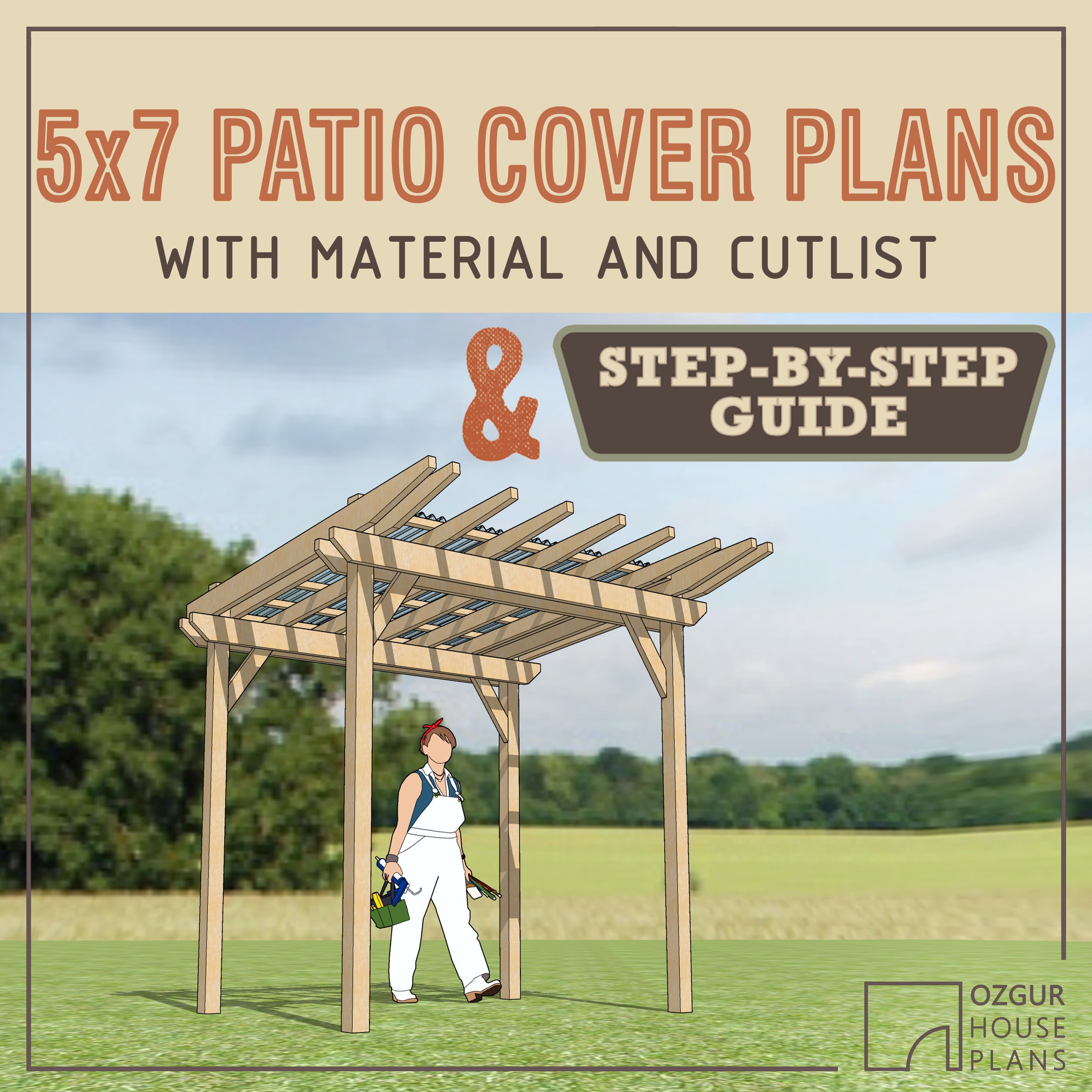 PDF Download - 5x7 Ft. Patio Cover DIY Plan - Build Instructions ...