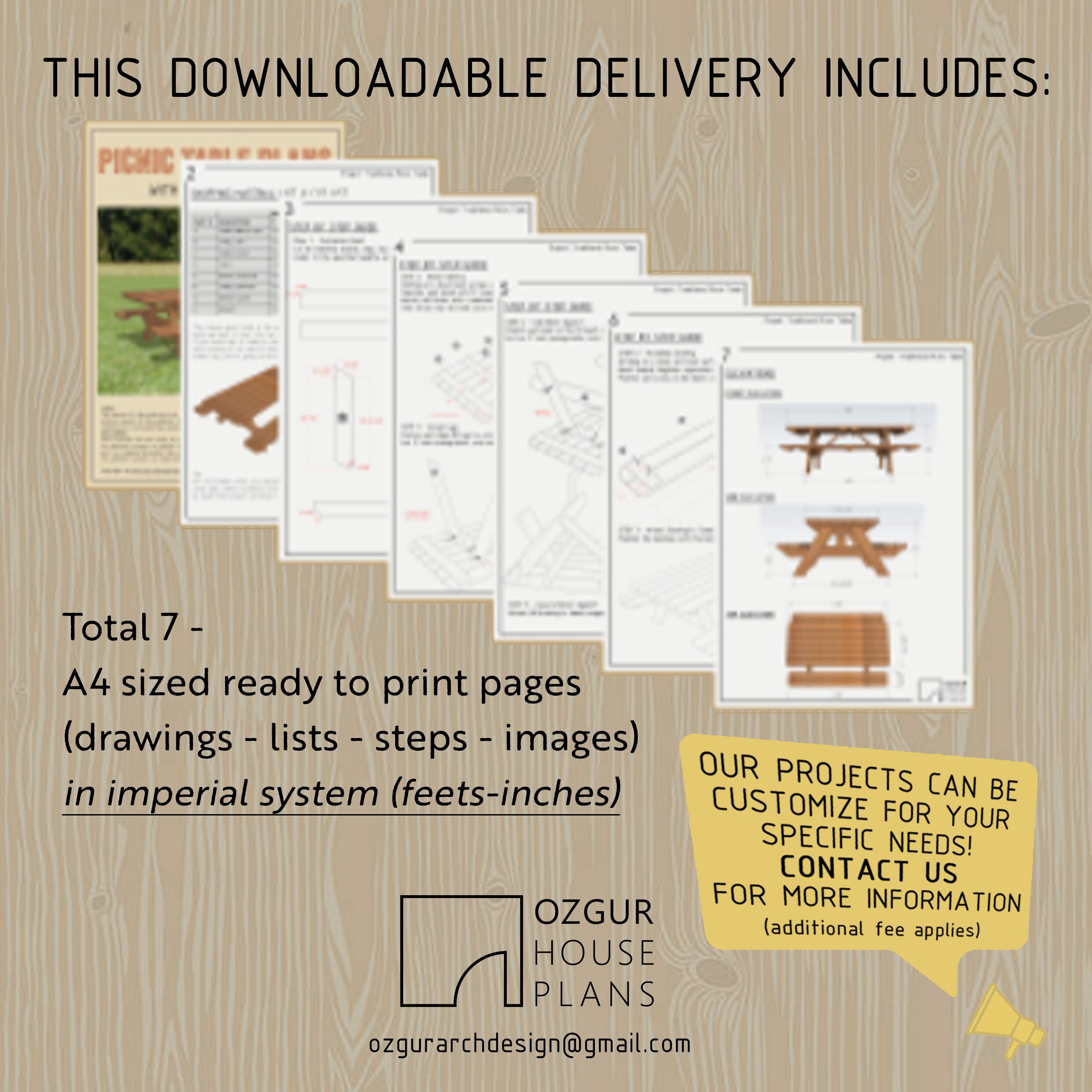 Traditional Outdoor Picnic Table DIY Plan - PDF Download - Build ...