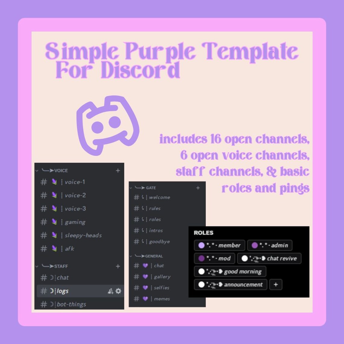 Simple Purple Discord Server Template - Etsy