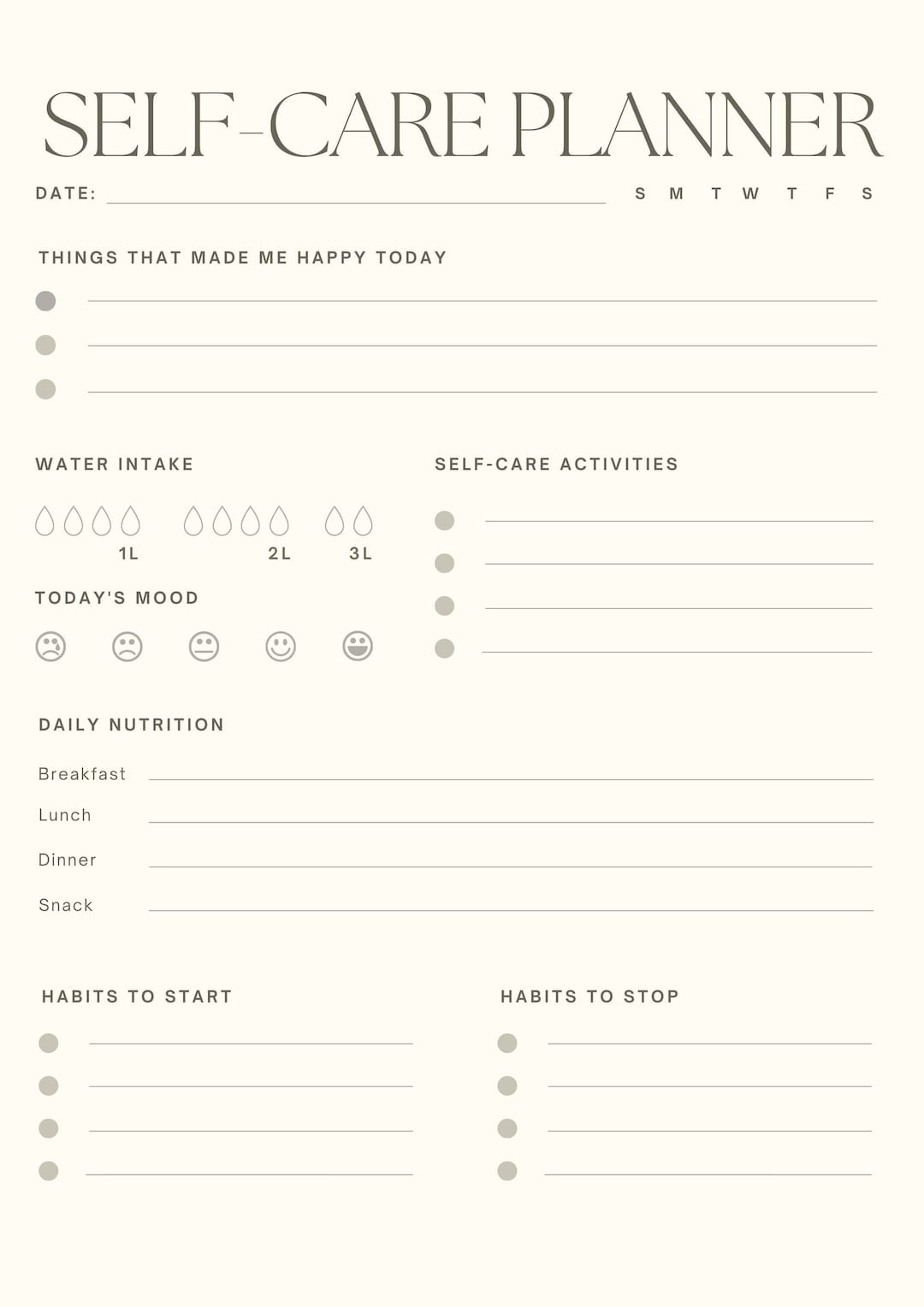 Printable Self Care Planner - Etsy