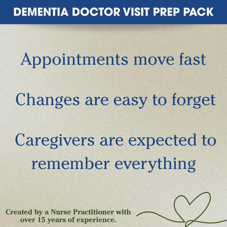 Dementia Doctor Visit Prep Pack - Editable Alzheimer’s Caregiver ...