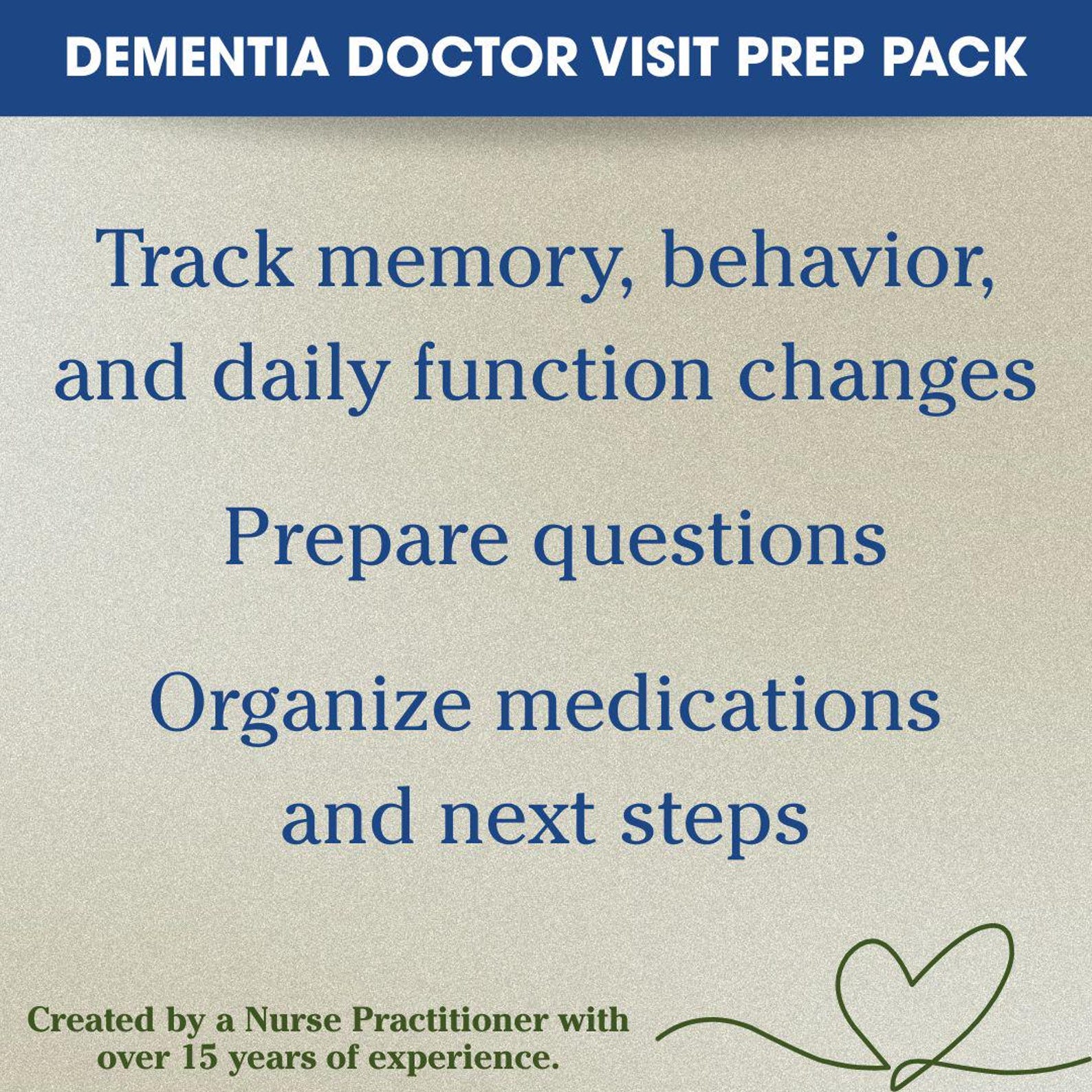 Dementia Doctor Visit Prep Pack - Editable Alzheimer’s Caregiver ...