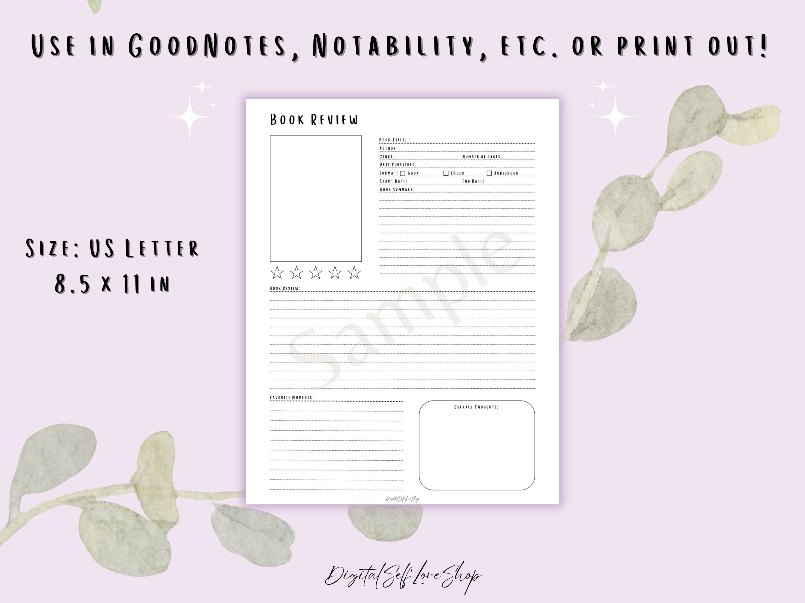 Reading Tracker Minimalist Simple Blank | 1 Page Digital and Printable ...
