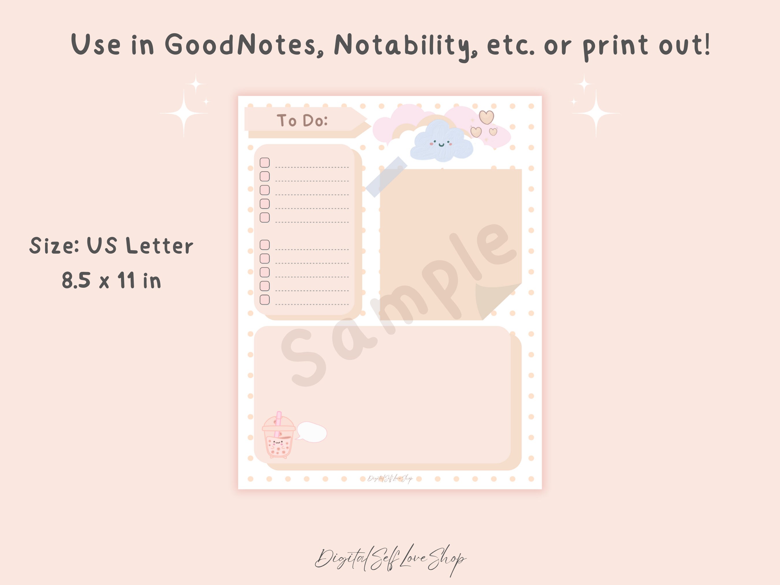 To Do List Kawaii Cute Blank Pink Undated Daily Digital and Printable 1 ...