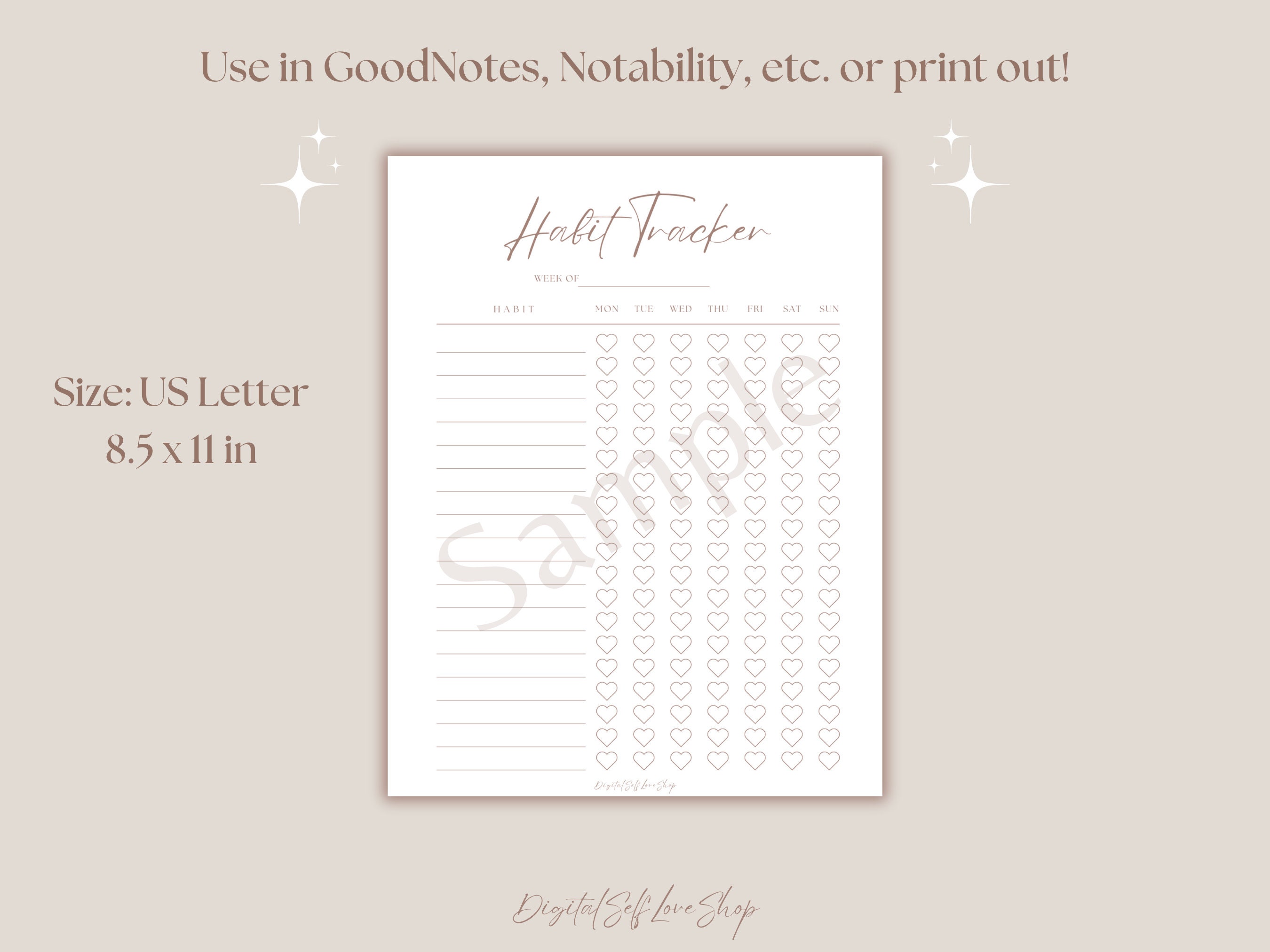 Habit Tracker Version No. 2 Digital Download | 1 Page Printable | iPad ...