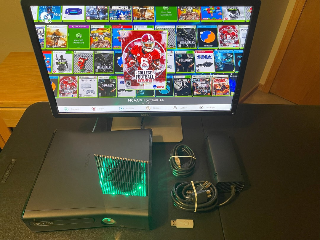 Custom Modded Xbox 360 Slim Corona 16 MB RGH-3.0 Dash 17559 250GB Green ...
