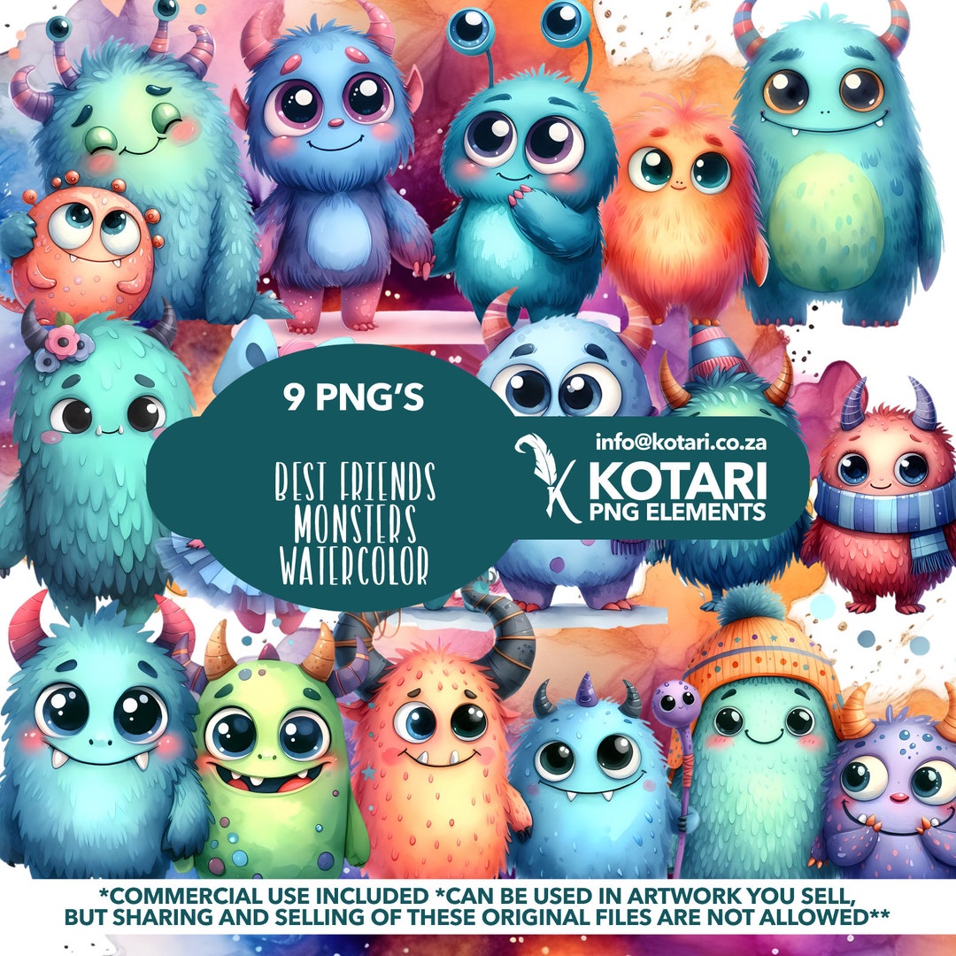 Friends Monsters - Transparent PNG Clipart - Commercial Use - Etsy