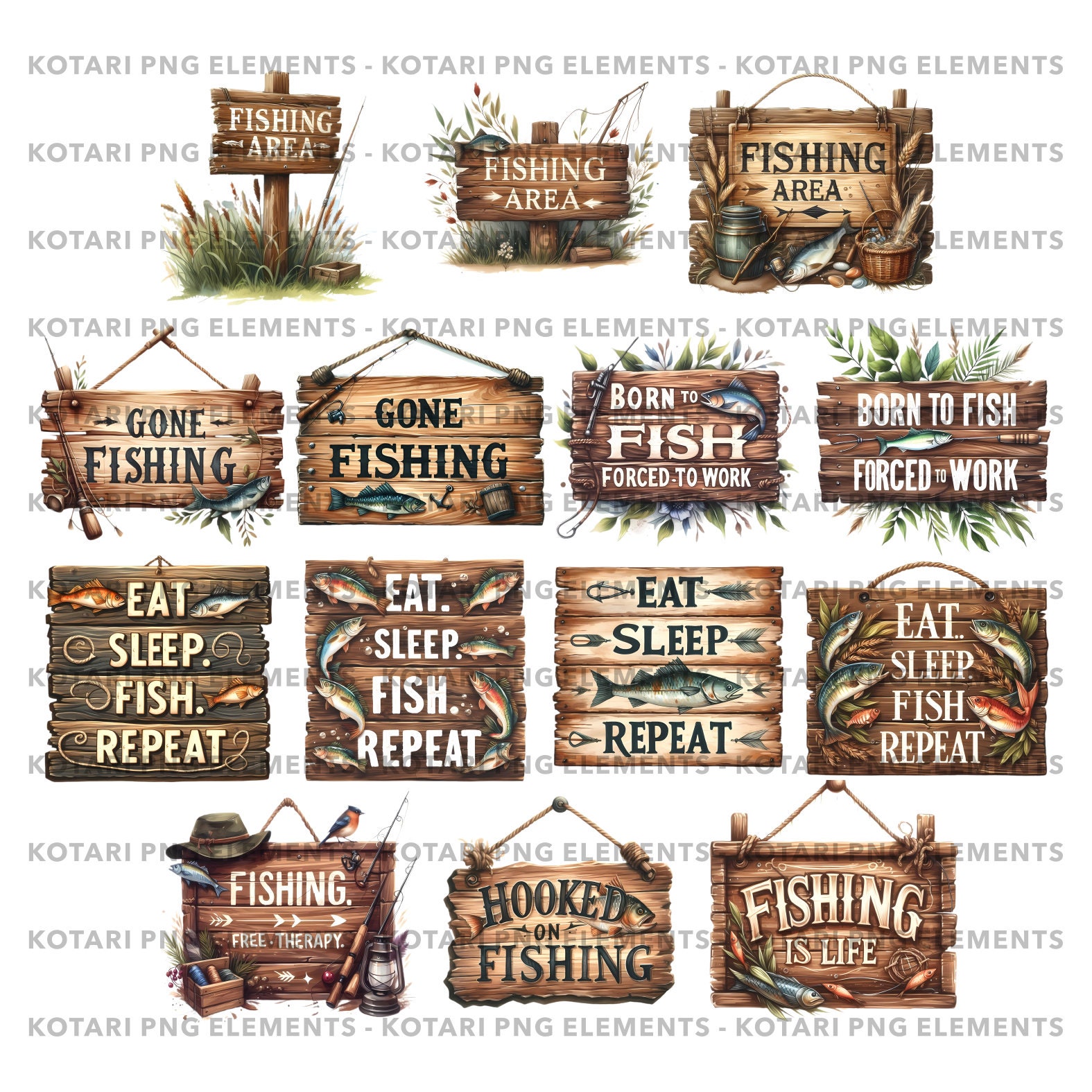 Fishing Signs Transparent PNG Clipart Commercial Use - Etsy