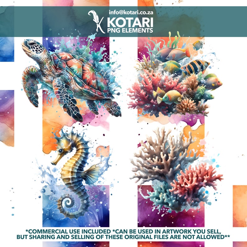 Sea Creatures Transparent PNG Clipart Commercial Use - Etsy