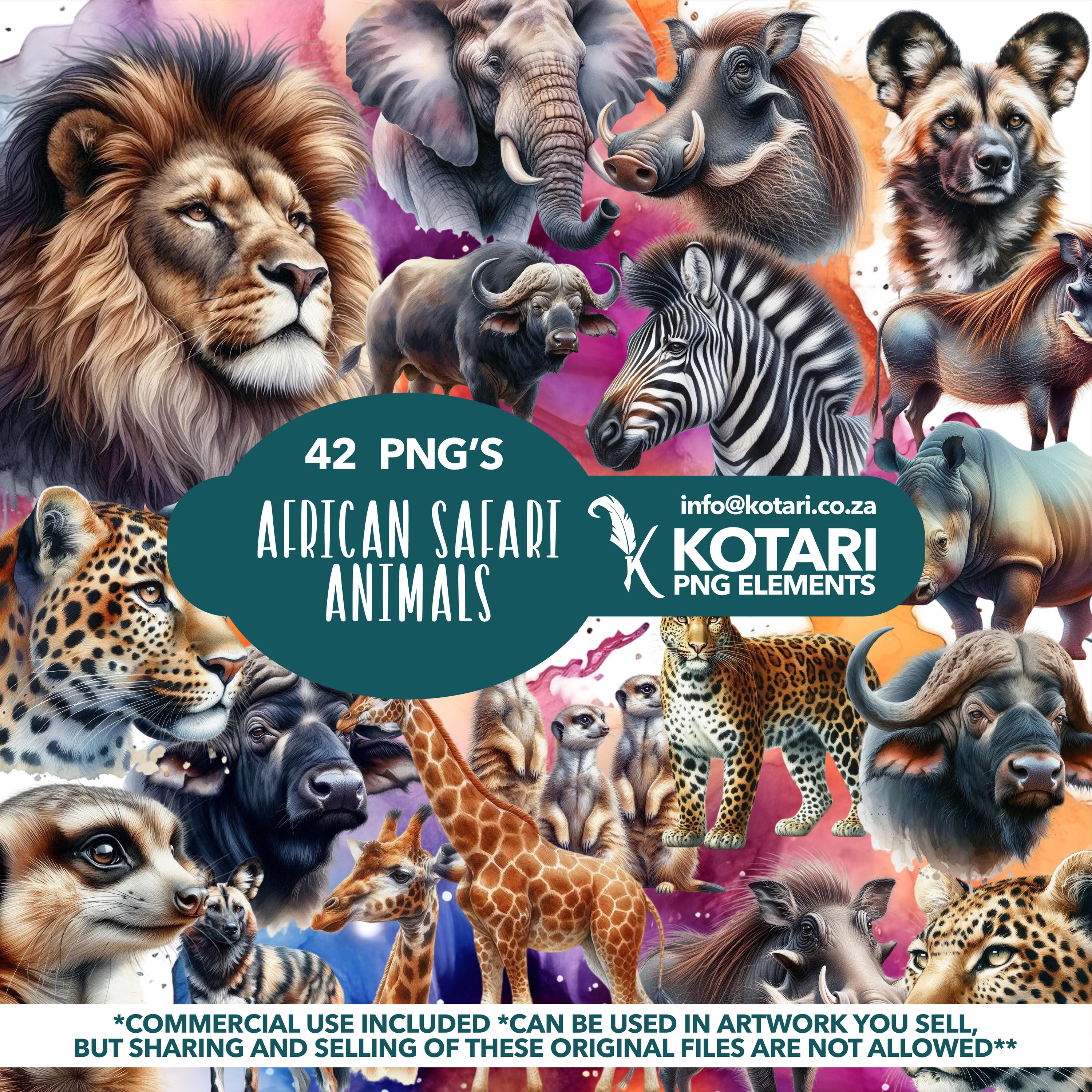 African Safari Animals - Transparent PNG Clipart - Commercial Use - Etsy