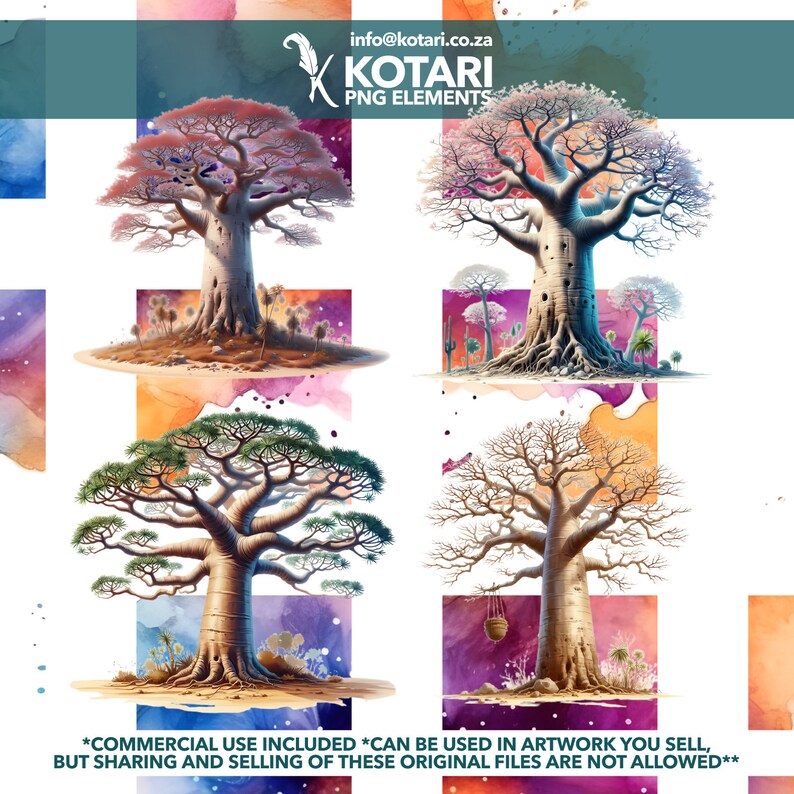 Baobab Trees Transparent PNG Clipart Commercial Use - Etsy