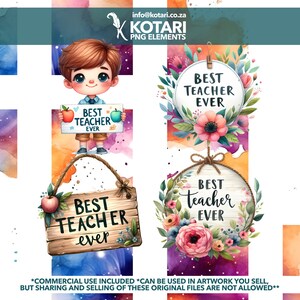 Best Teacher Sign - Transparent PNG Clipart - Commercial Use - Etsy UK