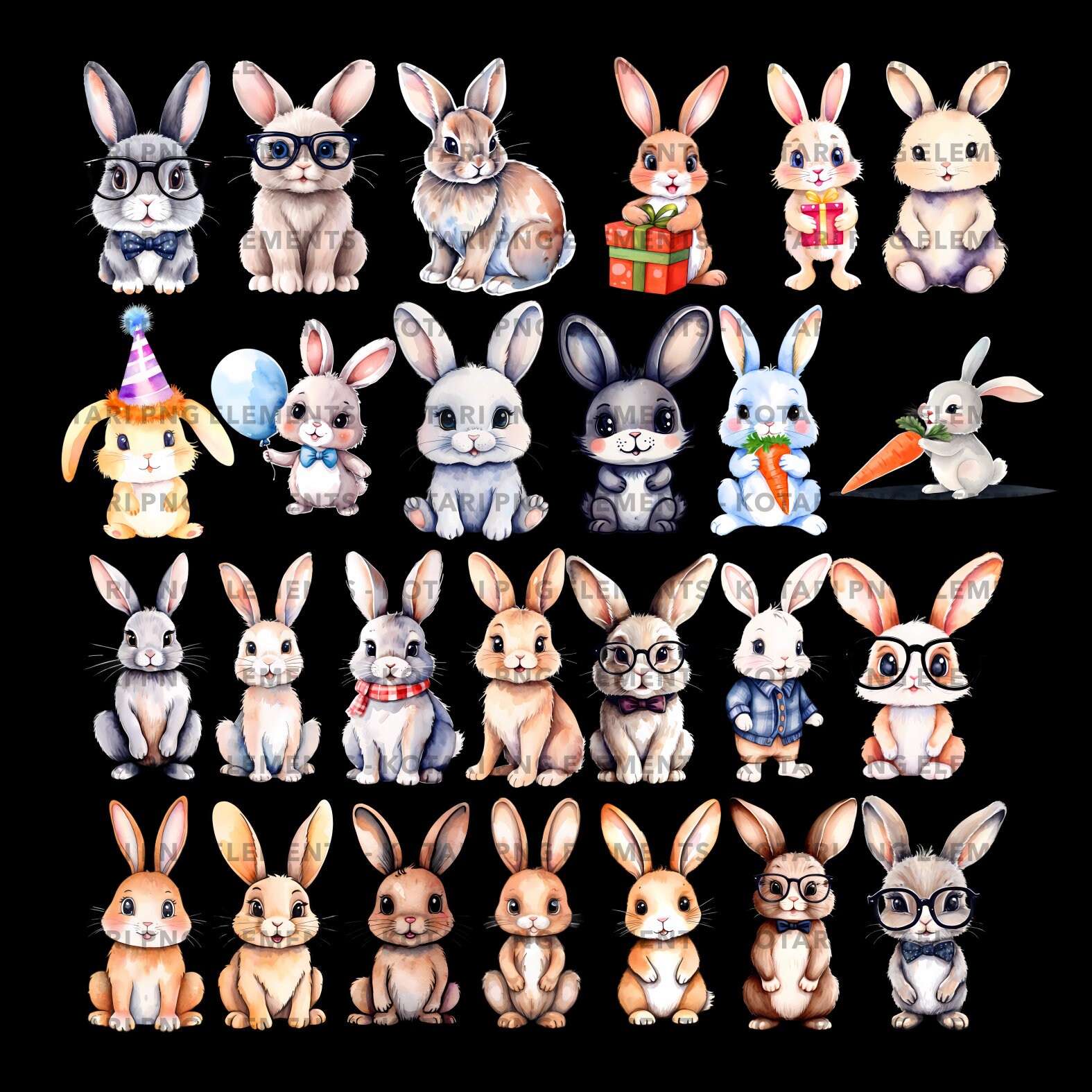 Cute Bunny Transparent PNG Clipart Commercial Use - Etsy