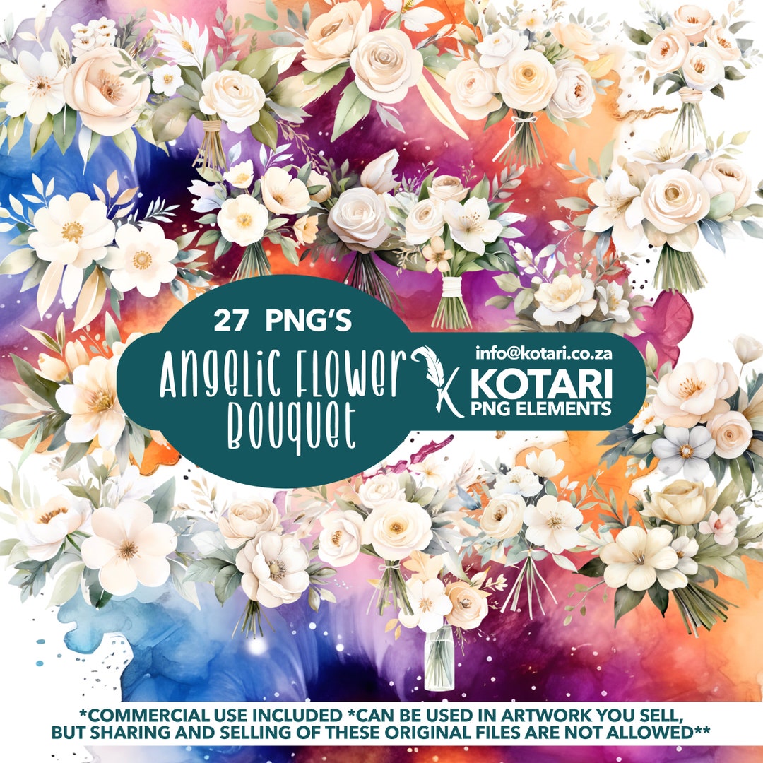 Angelic Flowers Bouquet - Transparent PNG Clipart - Commercial Use - Etsy