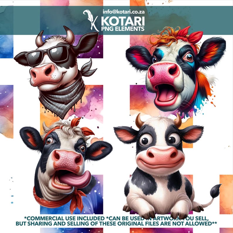 Funny Cows - Transparent PNG Clipart - Etsy
