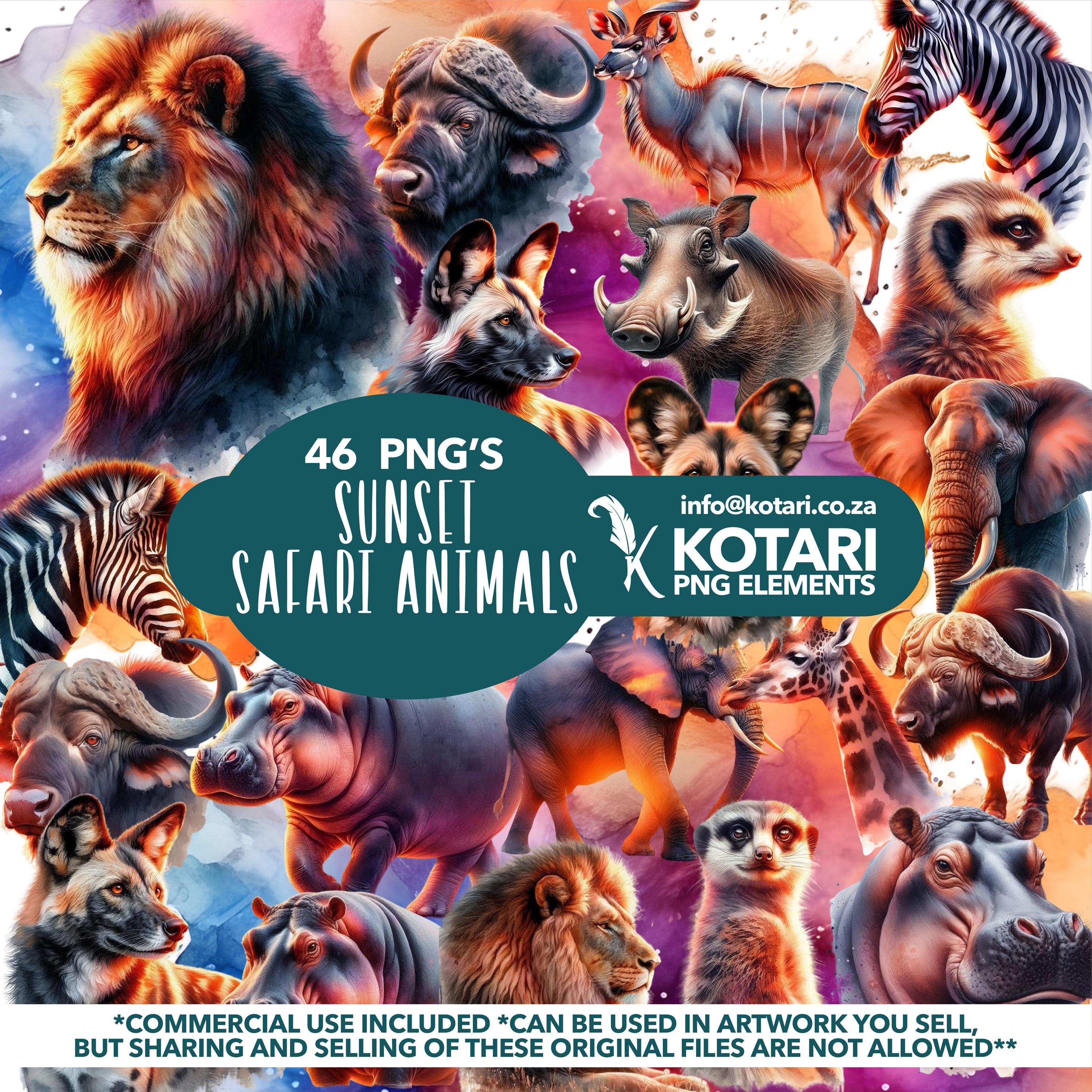 Sunset Safari Animals - Transparent PNG Clipart - Commercial Use - Etsy